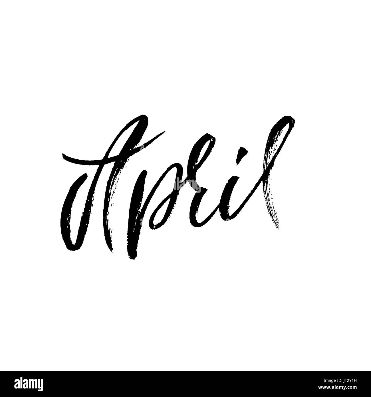Hand drawn typography lettering. April. Month inscription. Vector ...