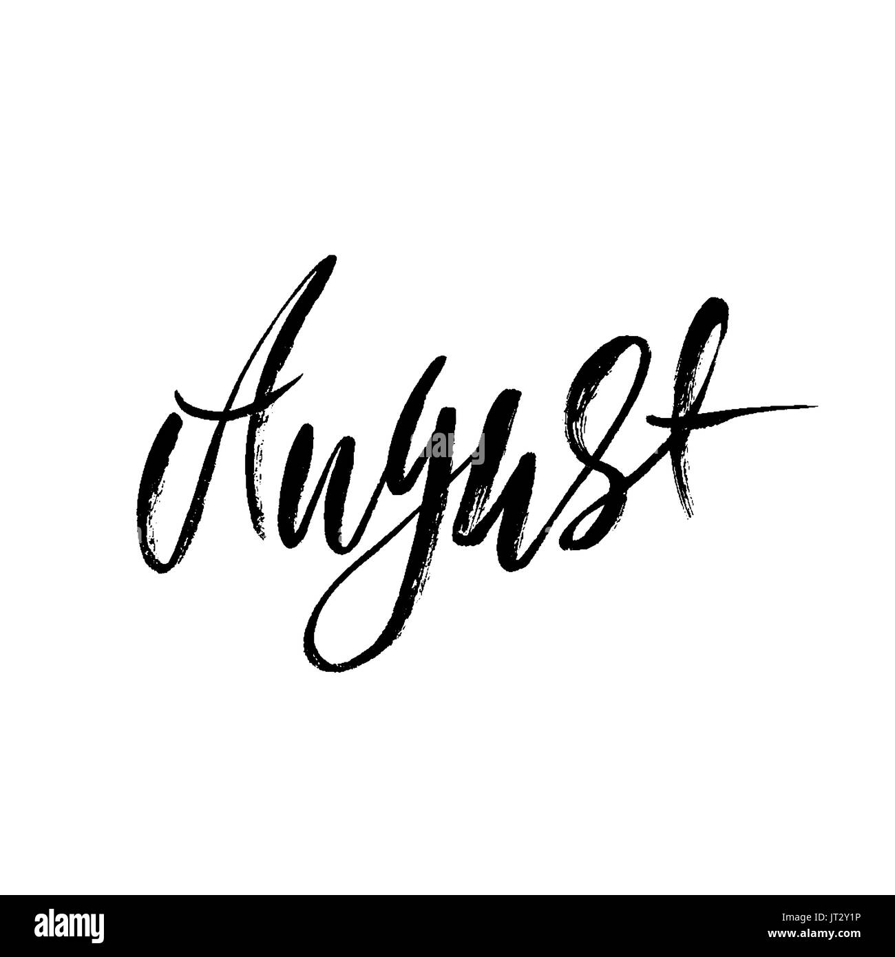 Hand drawn typography lettering. August. Month inscription. Vector ...
