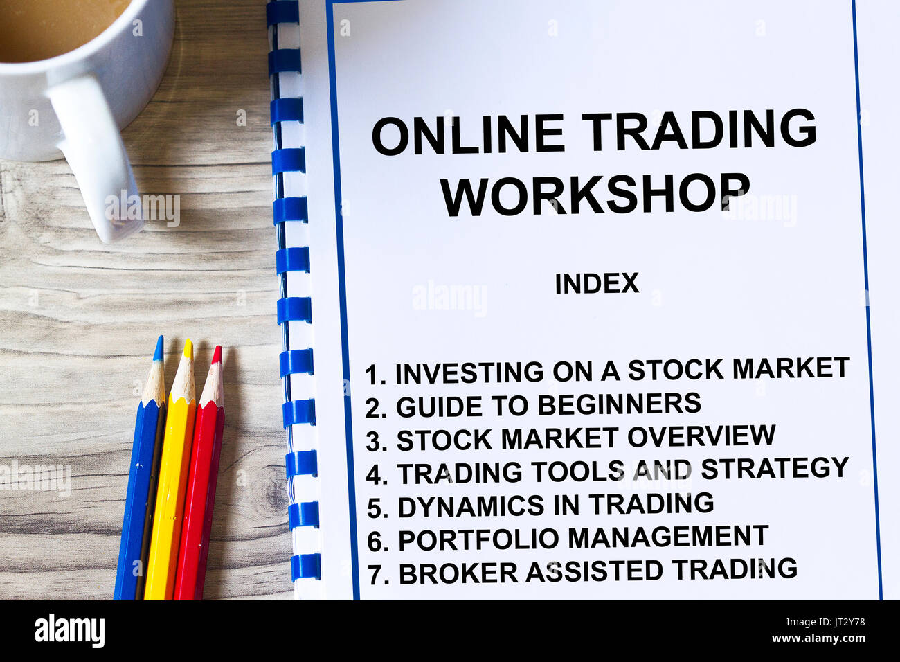 Online trading and investment concept- with cover page topic of a ...