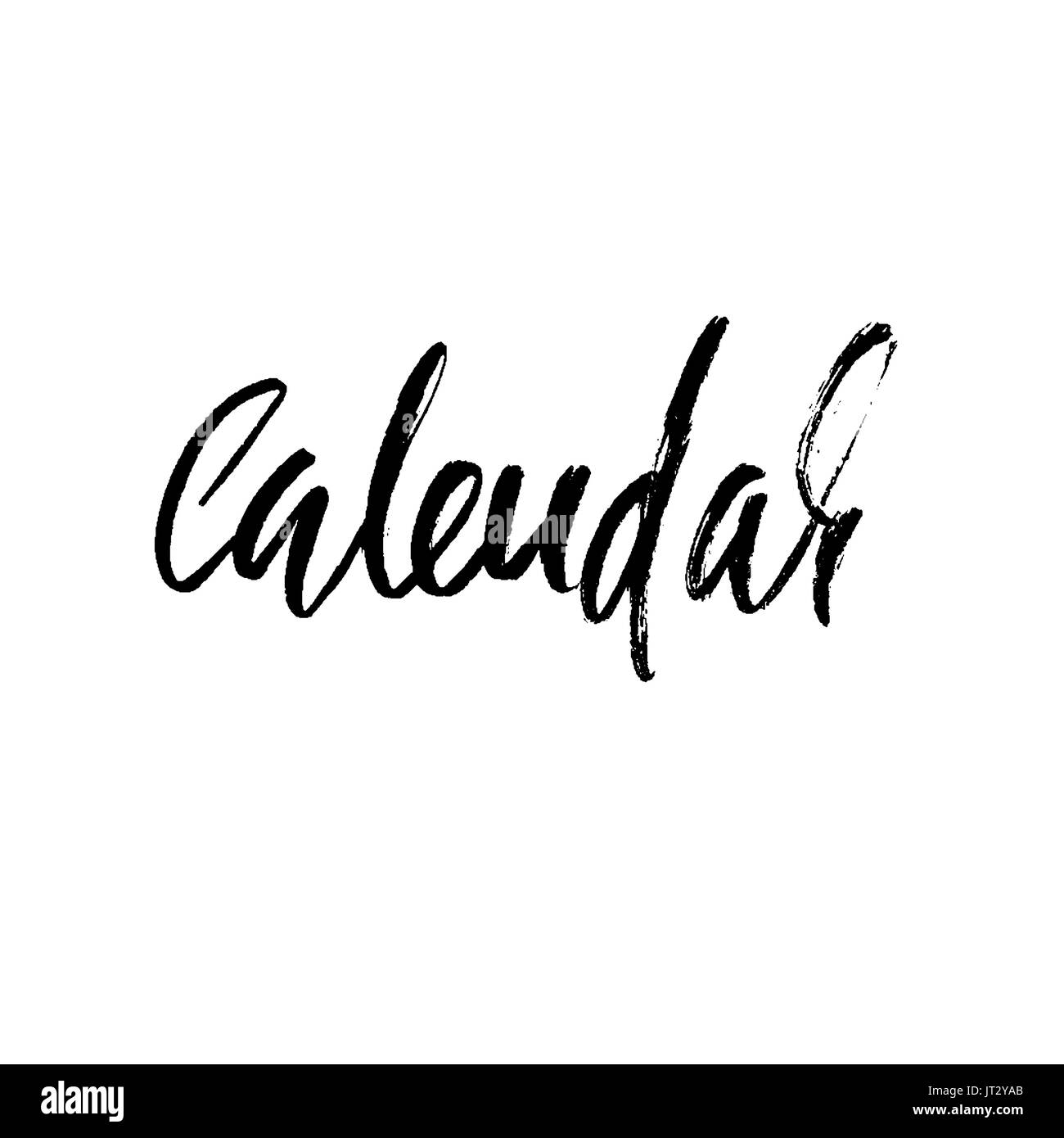 Calendar. Handdrawn calligraphy. Black vector illustration. Hand drawn ...