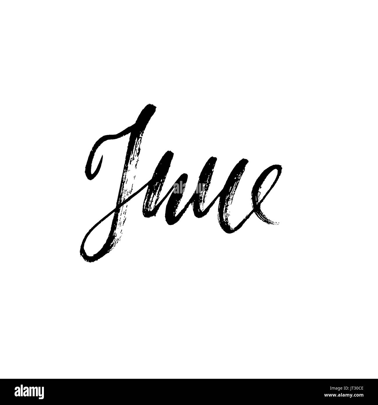 Hand drawn typography lettering. June. Month inscription. Vector ...