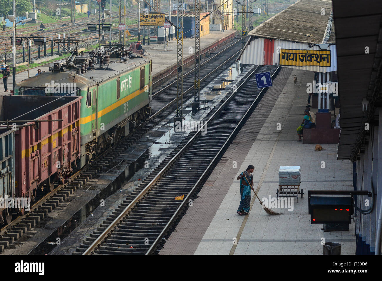 Gaya, India - Jul 9, 2015. A working at Gaya Station in India. Indian ...