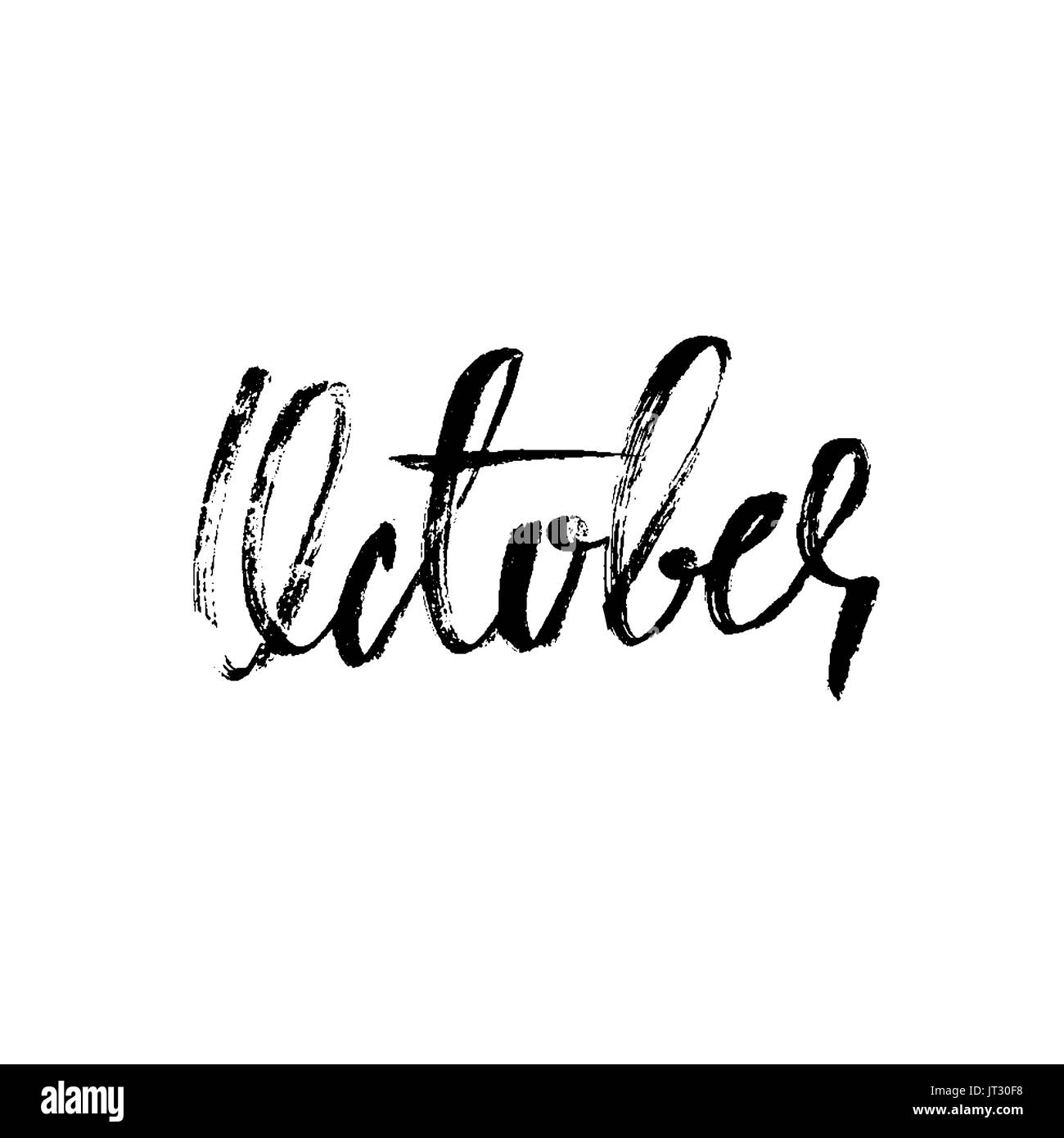 Hand drawn typography lettering. October. Month inscription. Vector ...