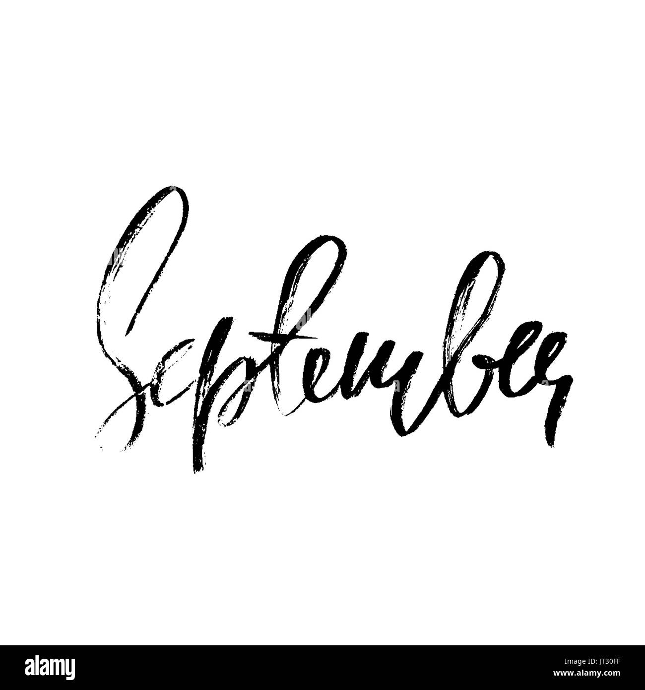 Hand drawn typography lettering. September. Month inscription. Vector ...