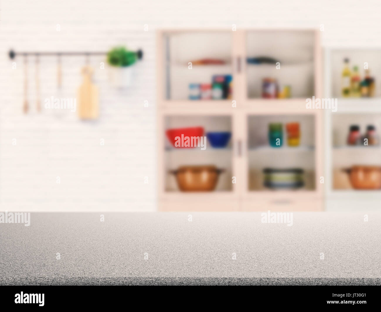 granite counter top with kitchen cabinet background Stock Photo - Alamy