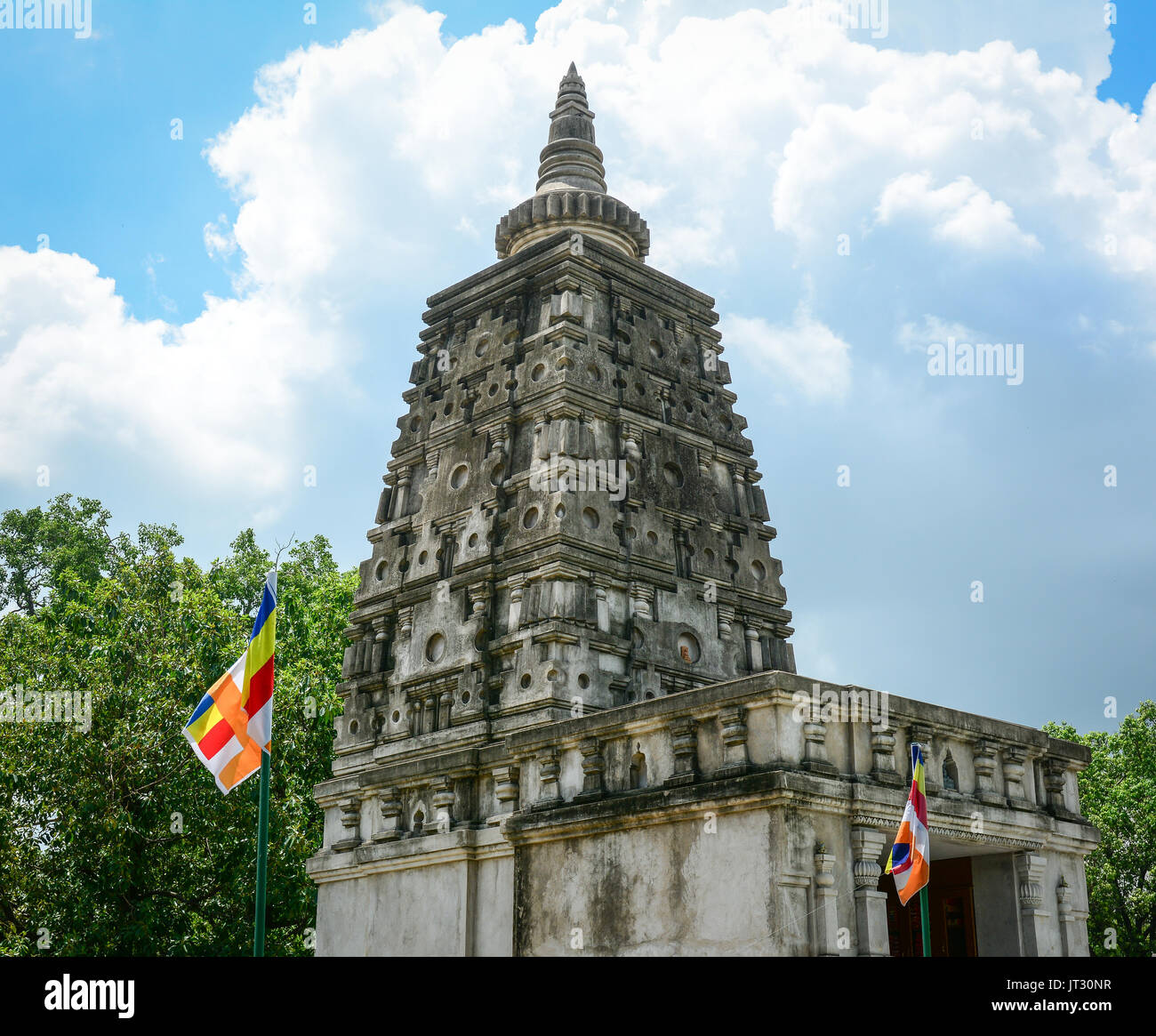 Top of main stupa at Mahabodhi Temple Complex in Bodhgaya, India. The ...