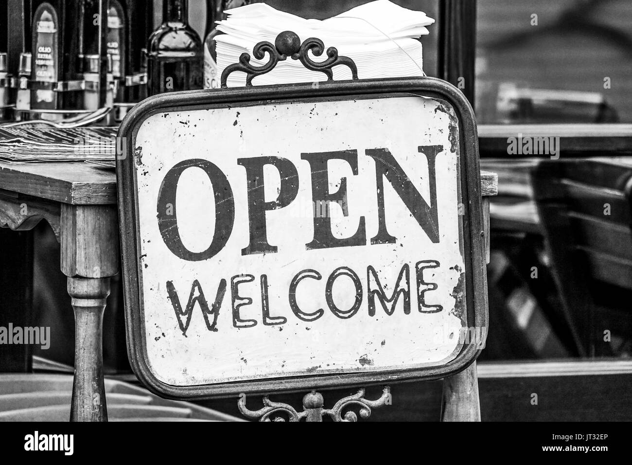 Open Welcome sign in Venice - VENICE, ITALY - JUNE 29, 2016 Stock Photo ...