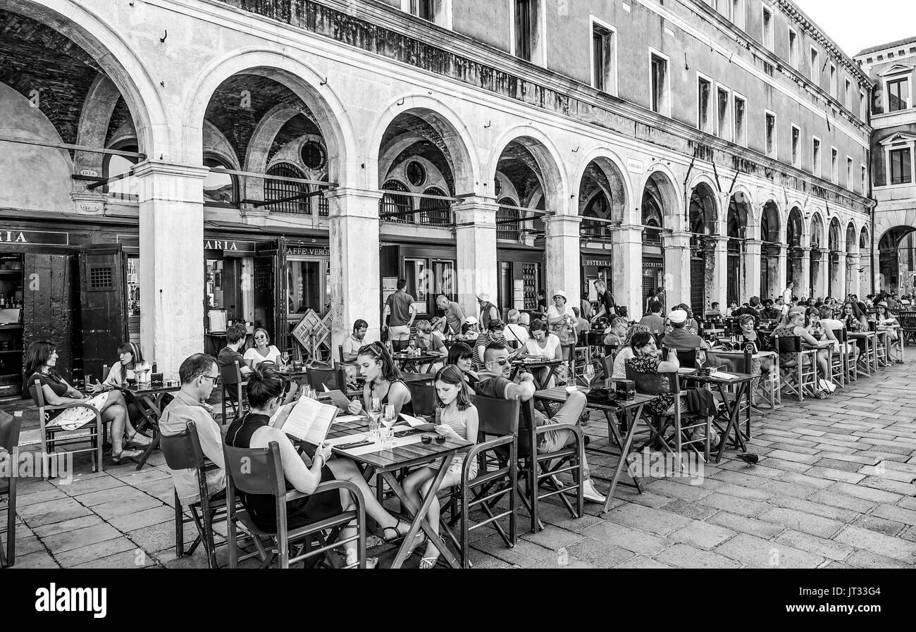 Open air restaurant at the Grand Canal of Venice - VENICE, ITALY - JUNE ...