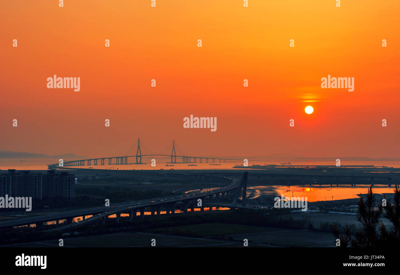 incheon bridge at sunset in korea Stock Photo - Alamy