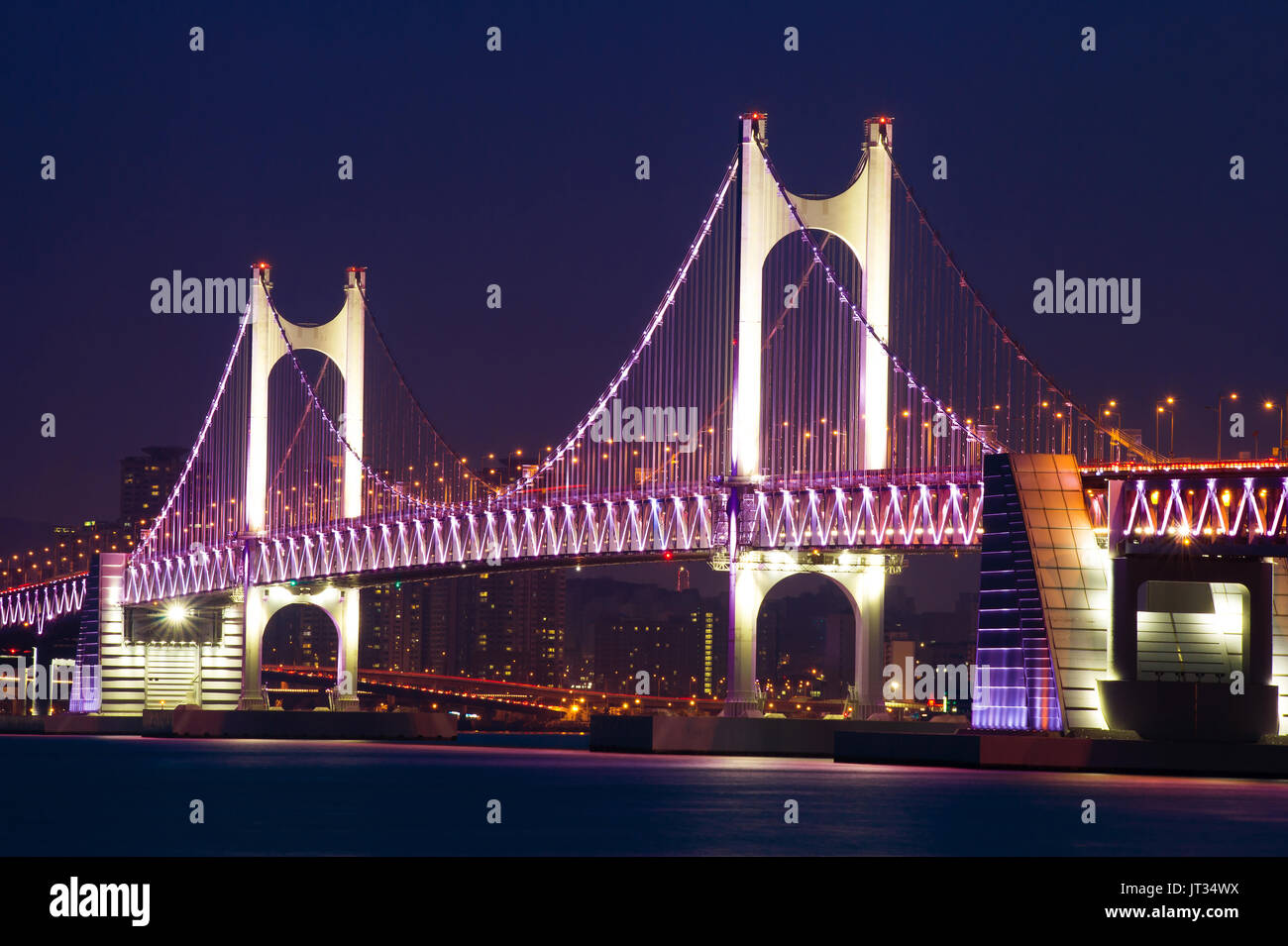 GwangAn Bridge and Haeundae at night in Busan,Korea Stock Photo - Alamy