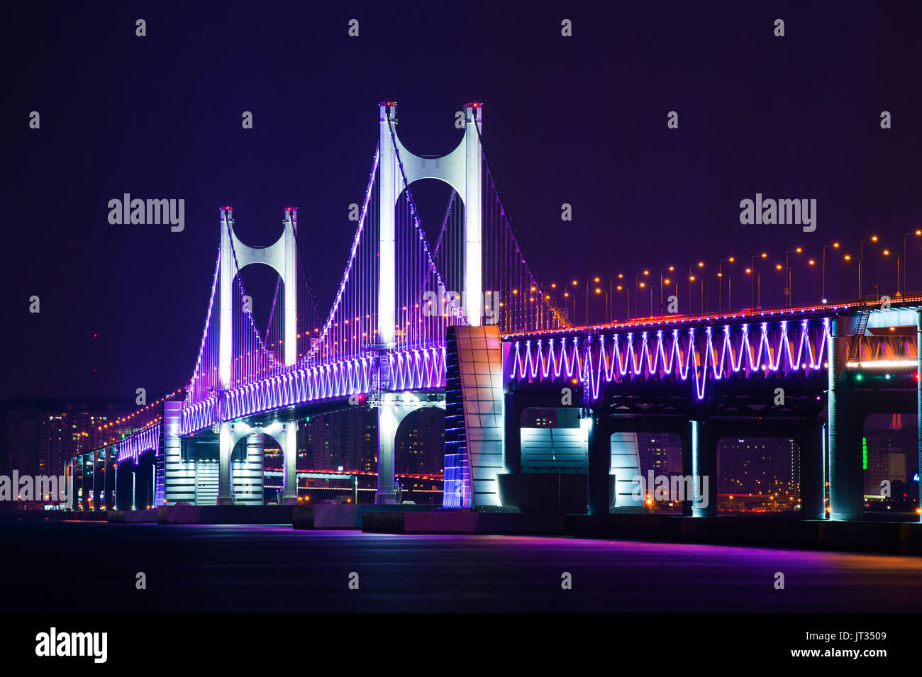 GwangAn Bridge and Haeundae at night in Busan,Korea Stock Photo - Alamy