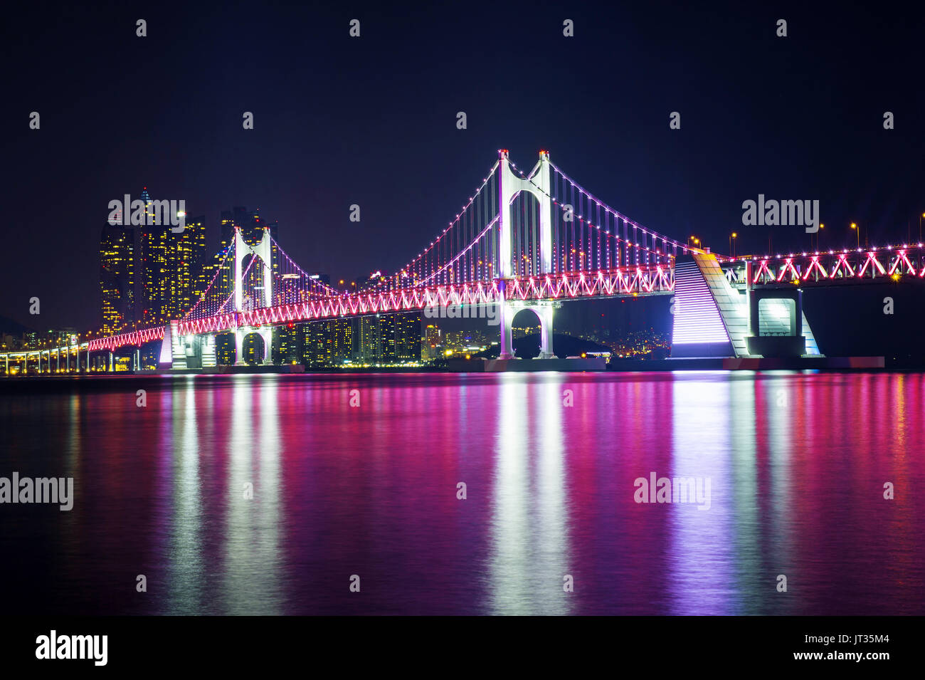 GwangAn Bridge and Haeundae at night in Busan,Korea Stock Photo - Alamy