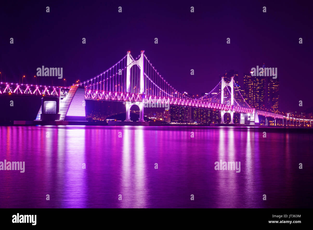 GwangAn Bridge and Haeundae at night in Busan,Korea Stock Photo - Alamy