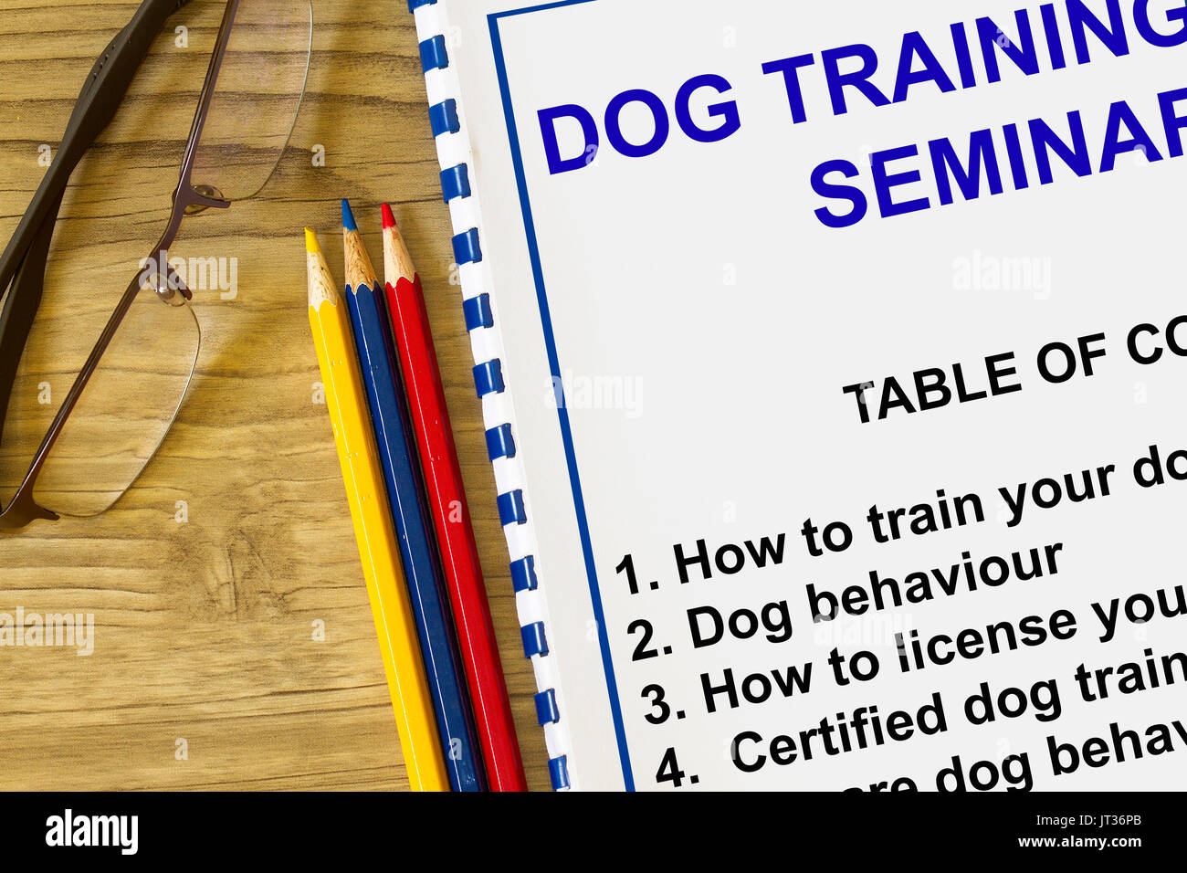 Dog training workshop- with workshop coversheet and topics Stock Photo ...