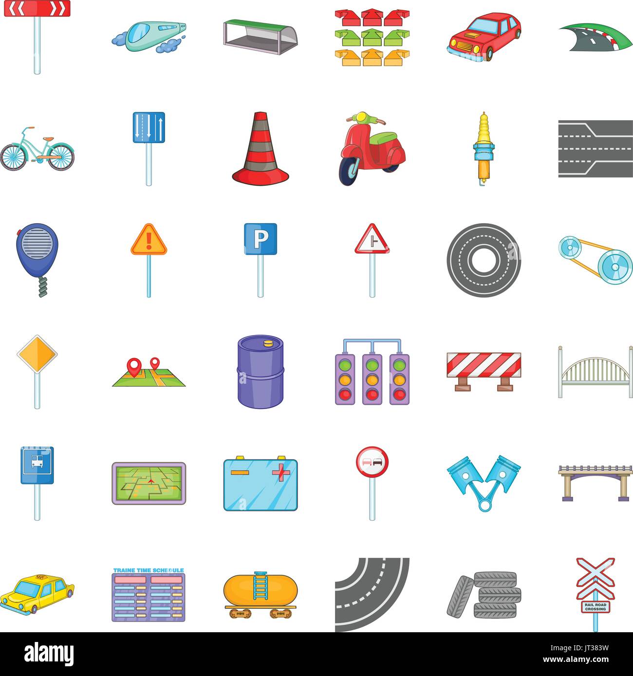 Road sigh icons set, cartoon style Stock Vector Image & Art - Alamy