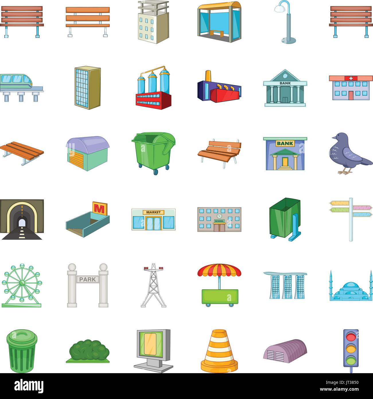 Big city icons set, cartoon style Stock Vector Image & Art - Alamy