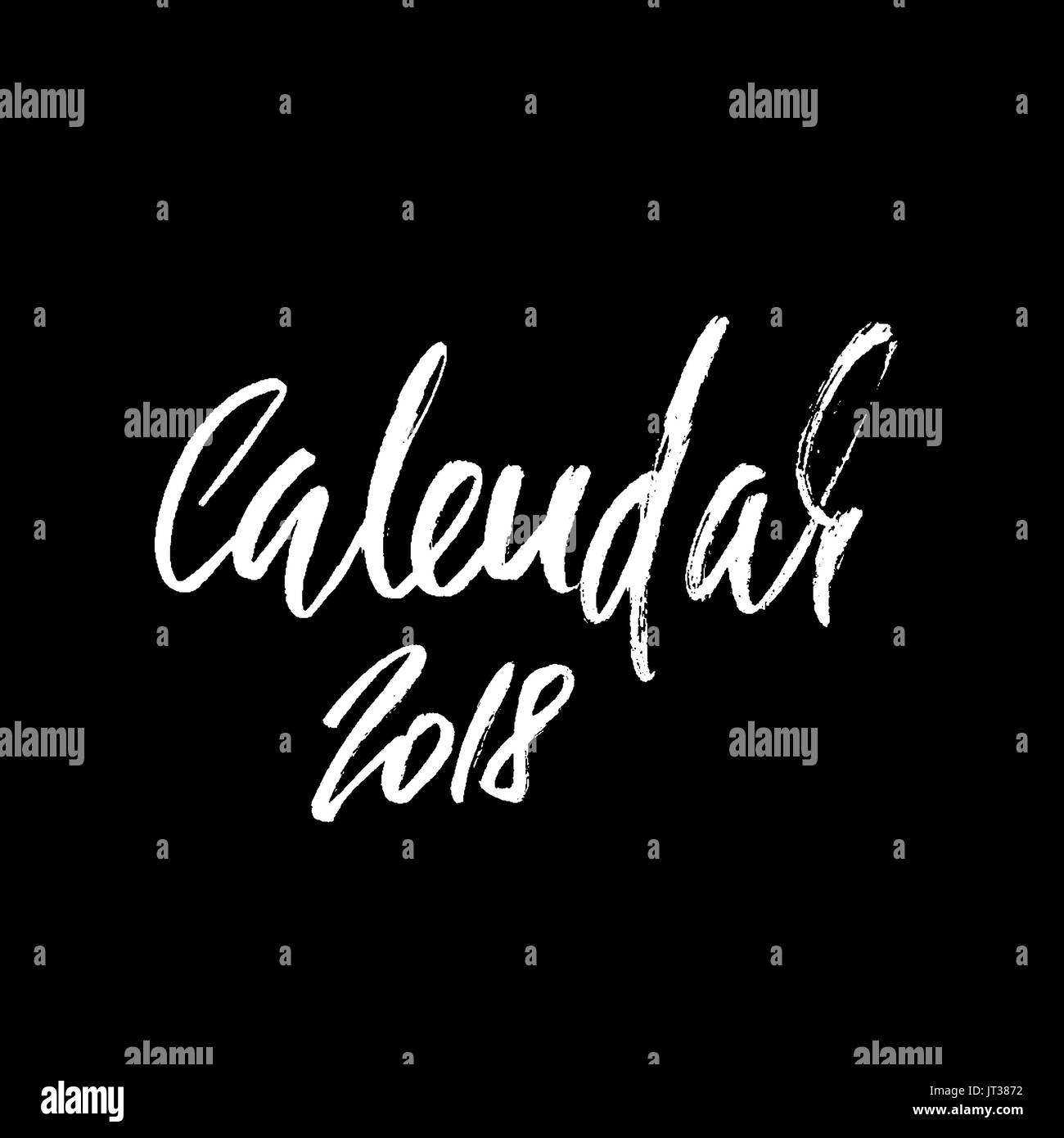 2018 calendar. Beautiful greeting card calligraphy. Black vector ...