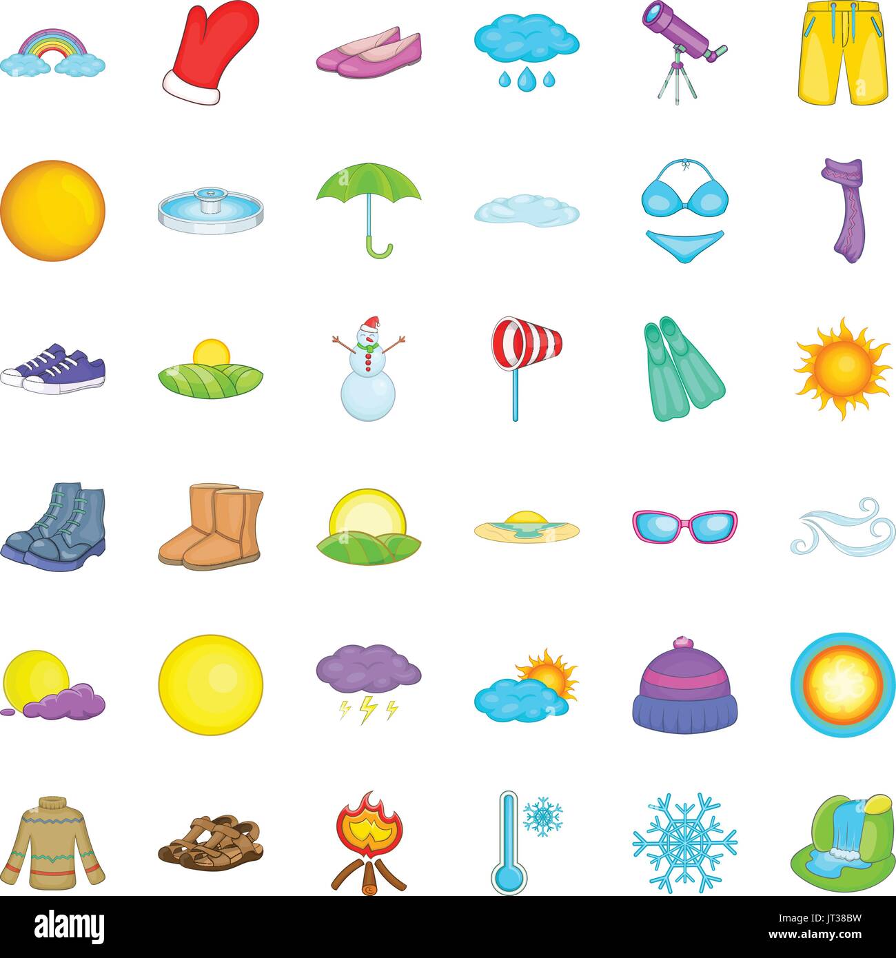 Cold weather icons set, cartoon style Stock Vector Image & Art - Alamy