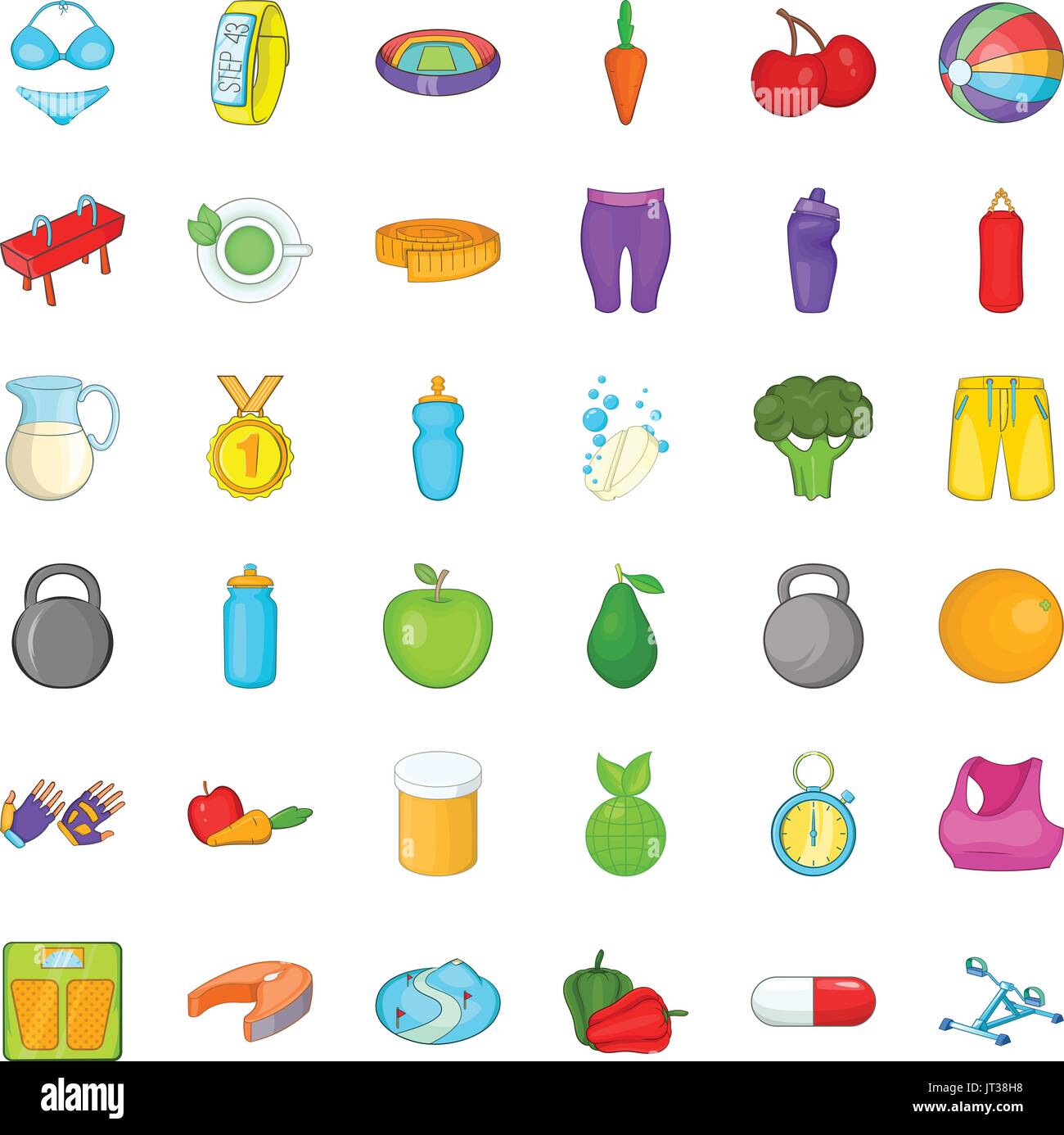 Wellness fit icons set, cartoon style Stock Vector Image & Art - Alamy