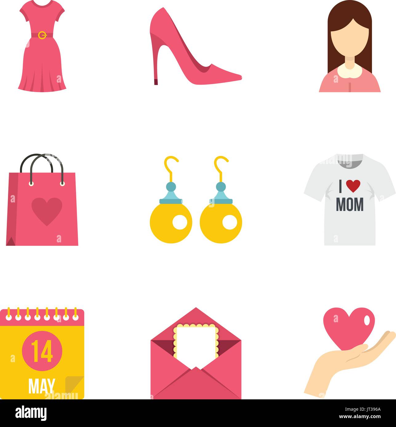 Happy mama day icon set, flat style Stock Vector Image & Art - Alamy