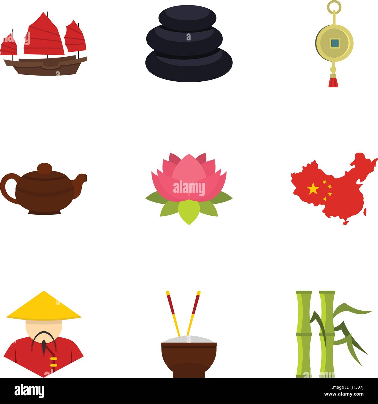 China travel icon set, flat style Stock Vector Image & Art - Alamy