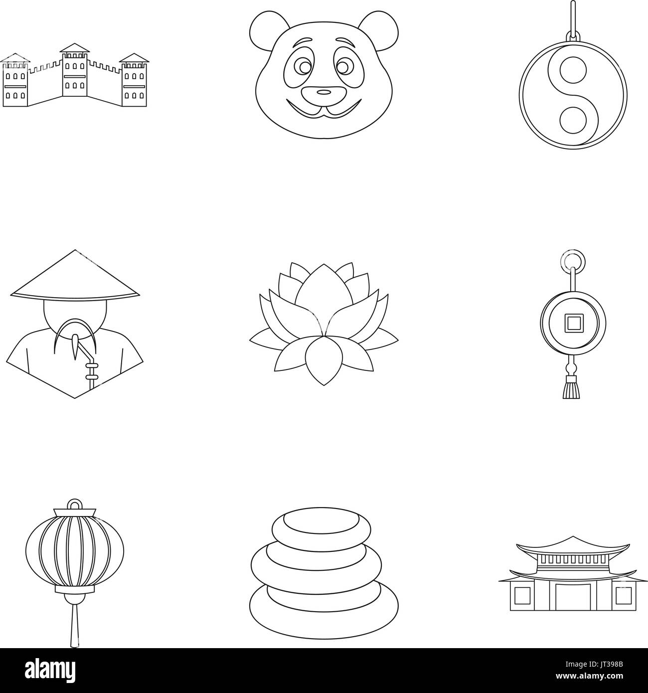 China travel icon set, outline style Stock Vector Image & Art - Alamy
