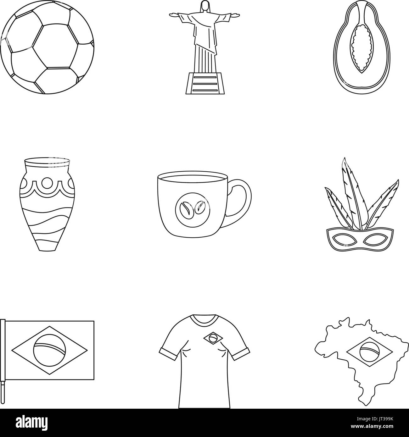 Landmarks of Brazil icon set, outline style Stock Vector Image & Art ...