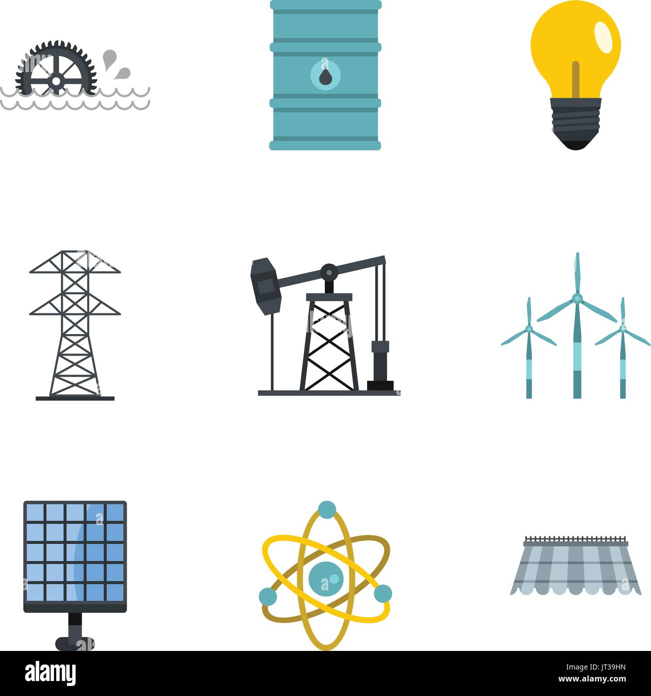 Electricity industry icon set, flat style Stock Vector Image & Art - Alamy