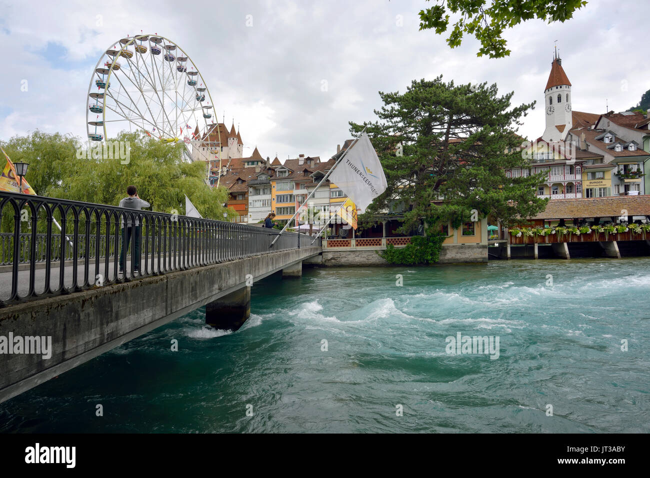 Thun, Aare in Thun city and river- Aare, Switzerland - 23 july 2017n ...