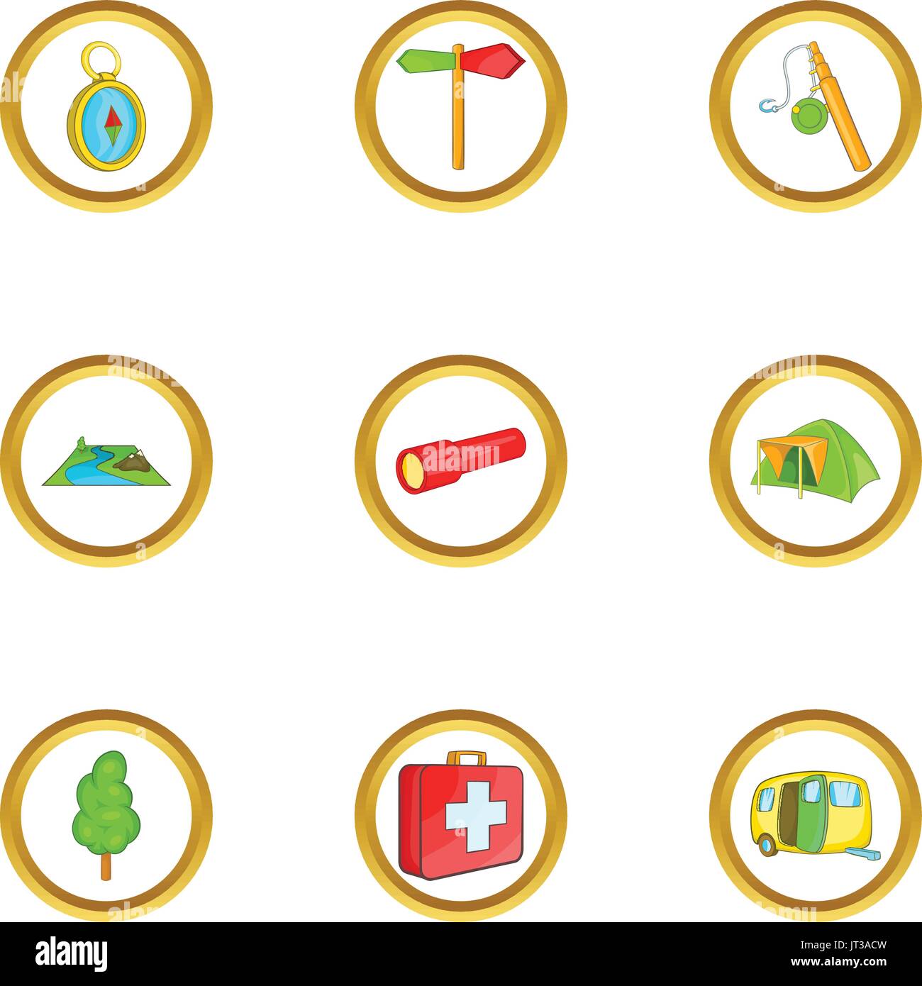 Hiking icons set, cartoon style Stock Vector Image & Art - Alamy