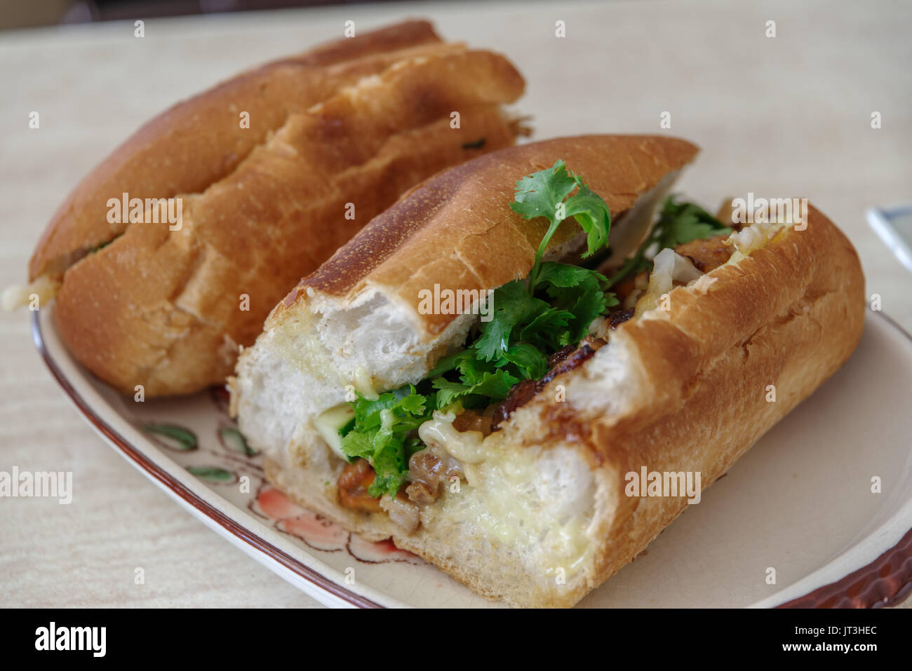 Vietnamese food Barbeque fork banh mi on the plate Stock Photo - Alamy