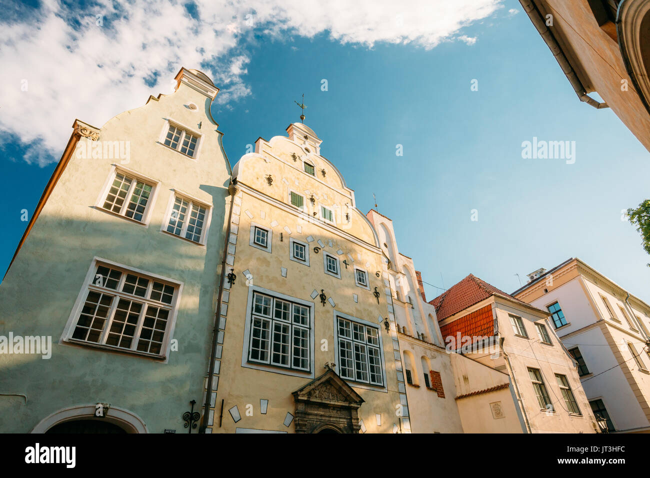 Riga, Latvia. Popular Landmark Three Brothers Buildings Houses. Complex ...