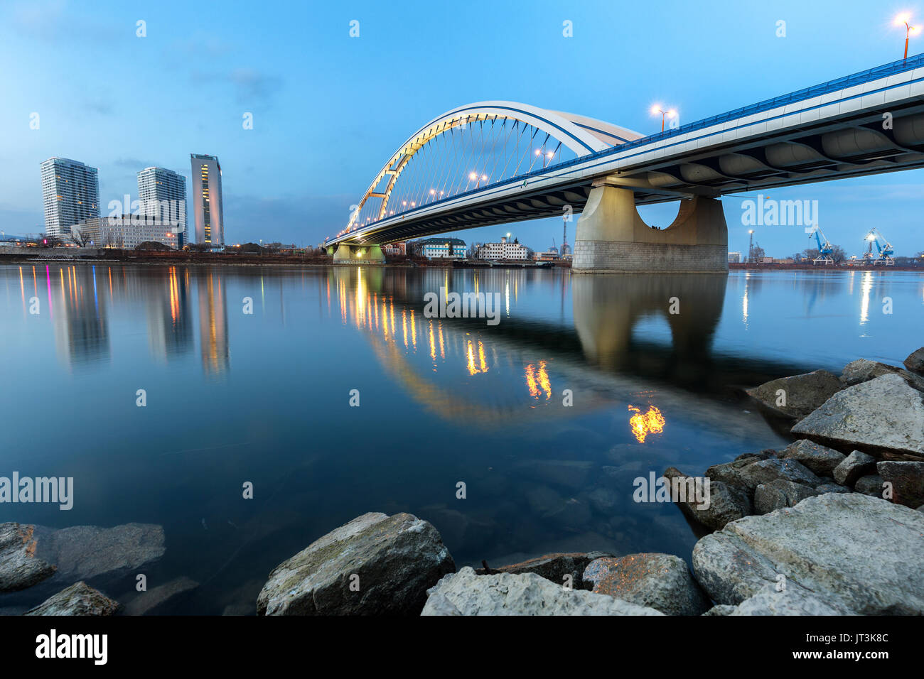 Apollo bridge over river Danube in Bratislava, Slovakia Stock Photo - Alamy