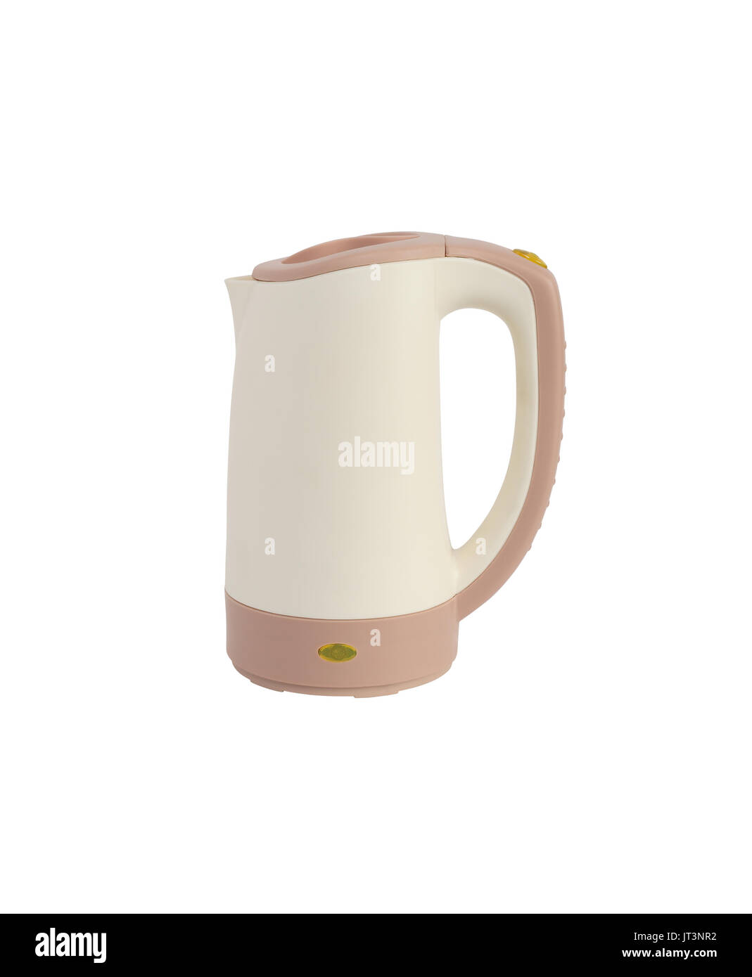 Modern beige electric kettle on white background. Isolated with ...