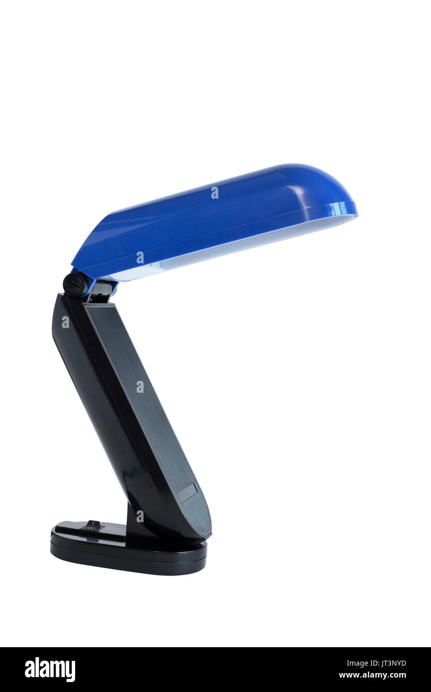 Modern folding blue desk lamp isolated on white background. Clipping ...