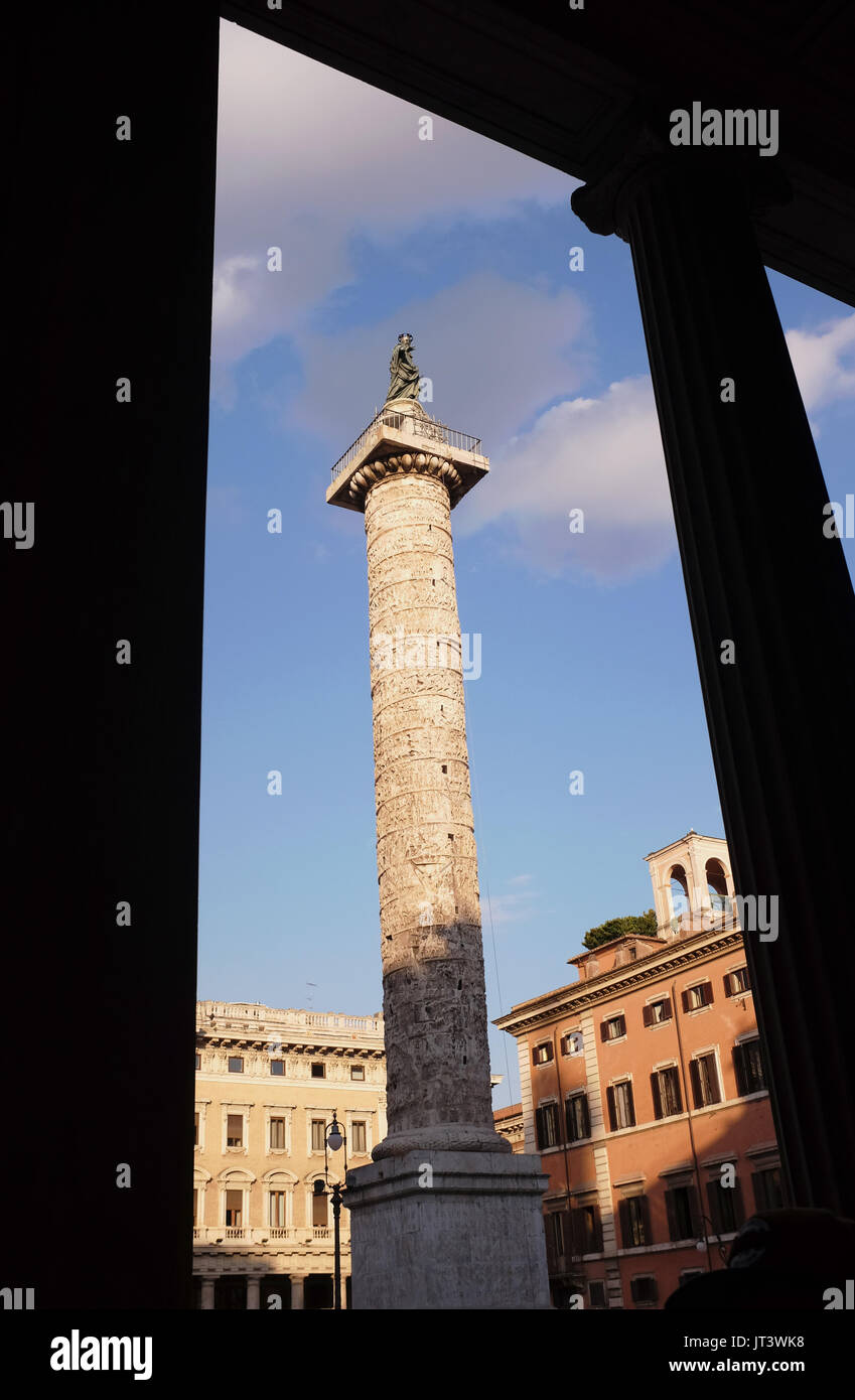 Rome Italy July 2017 - Piazza Colonna Town square with the Colonna di ...