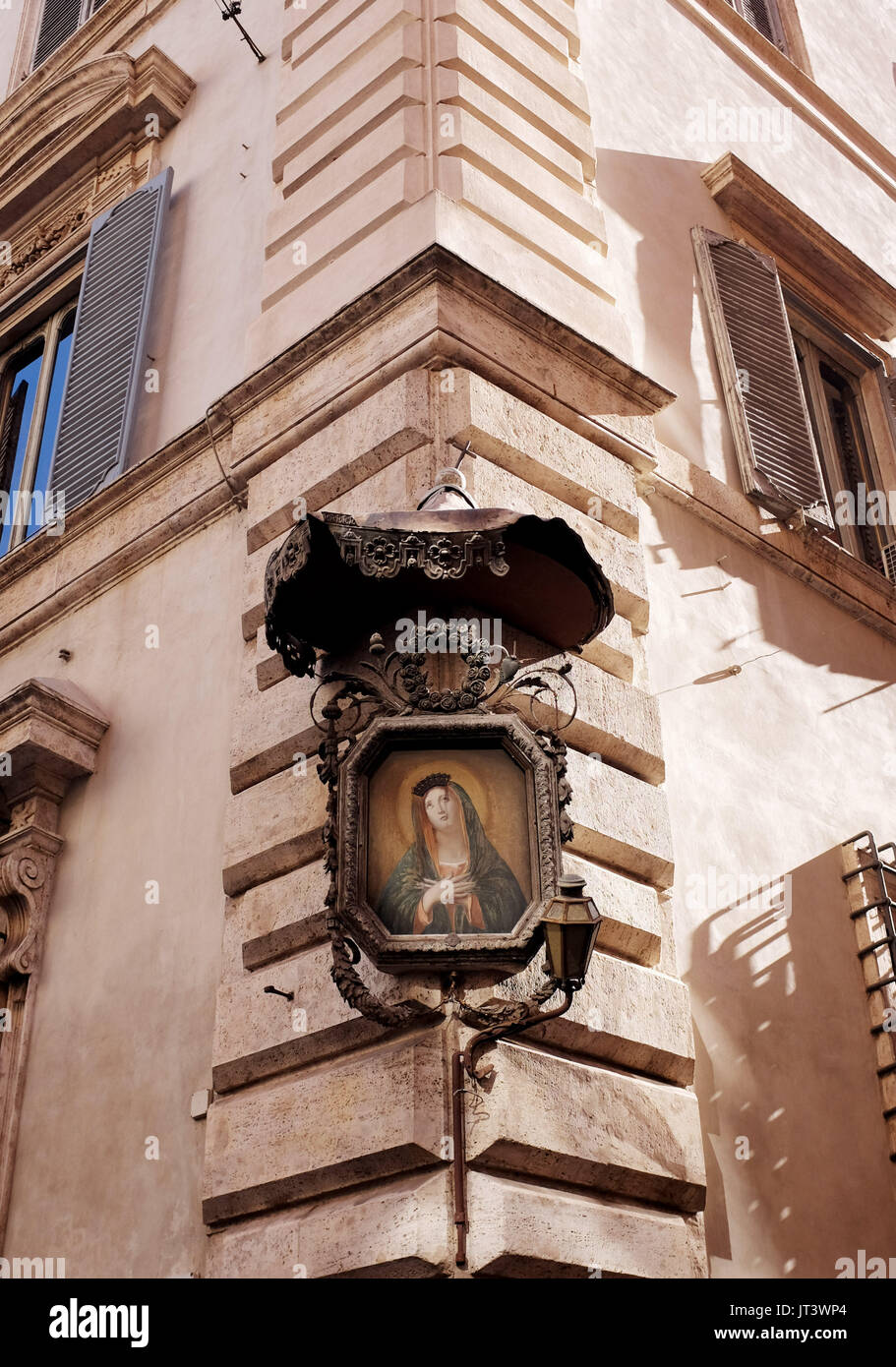 Rome Italy July 2017 - Typical street corner Catholic religious symbol ...