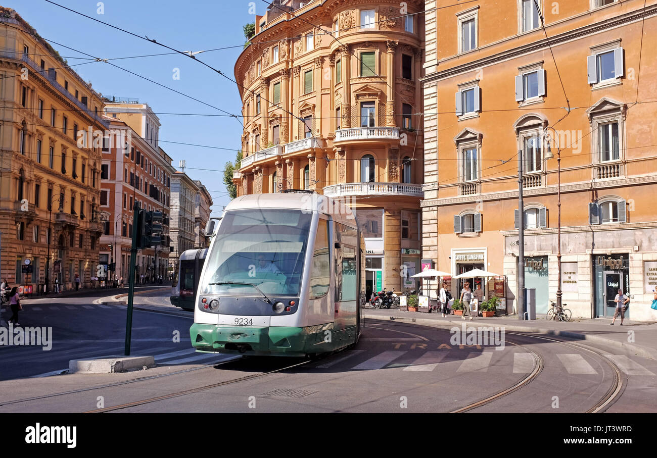 Rome Italy July 2017 - Public tram transport system in city centre ...