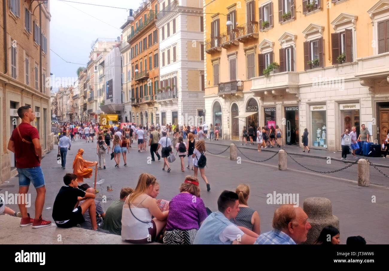 Rome Italy Europe - The busy shopping street of Via del Corso in the ...