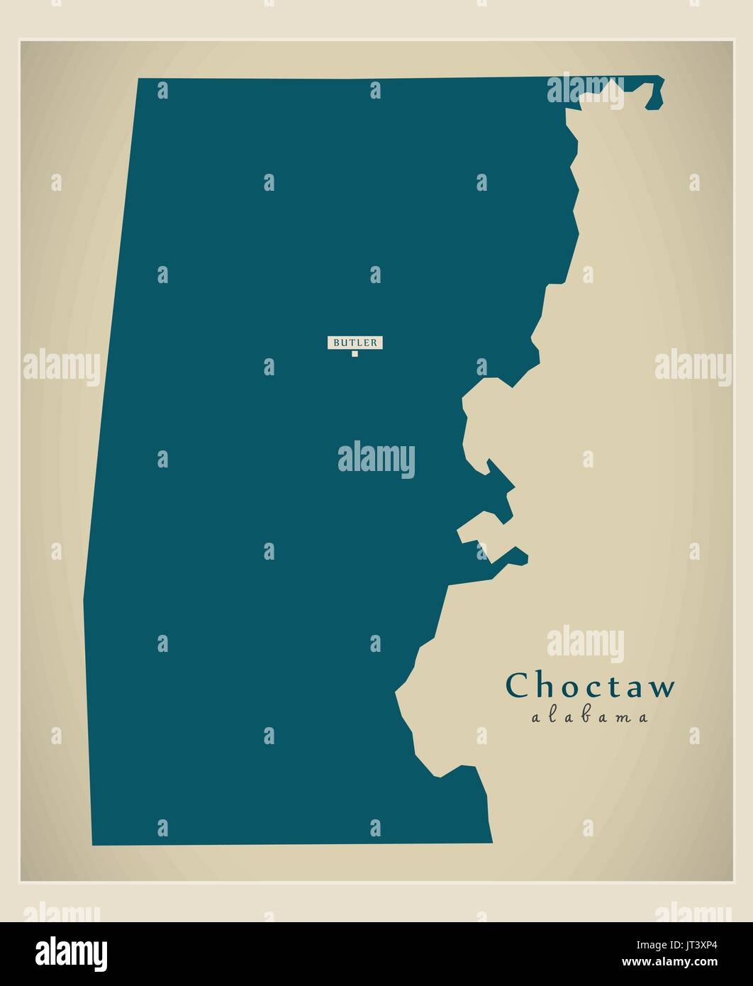 Modern Map - Choctaw Alabama county USA illustration Stock Vector Image ...