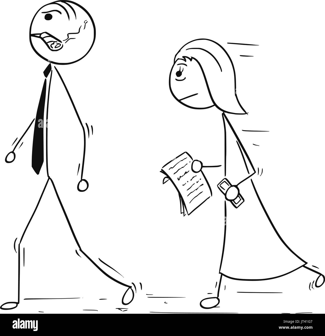 Cartoon vector illustration of stick man boss manager with big cigar ...