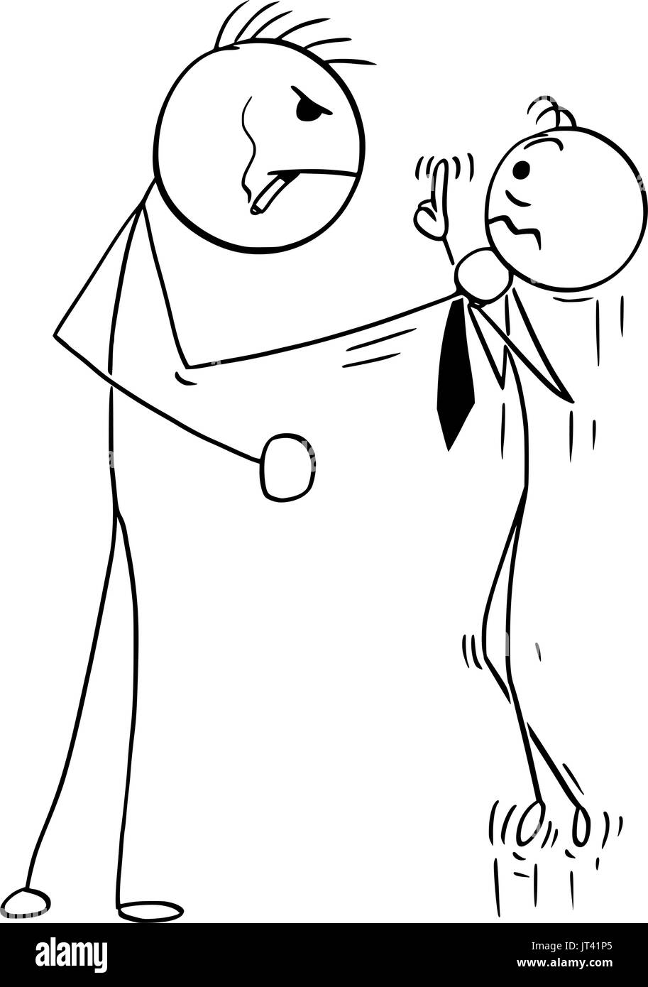 Cartoon vector illustration of big angry stick man attacking ...