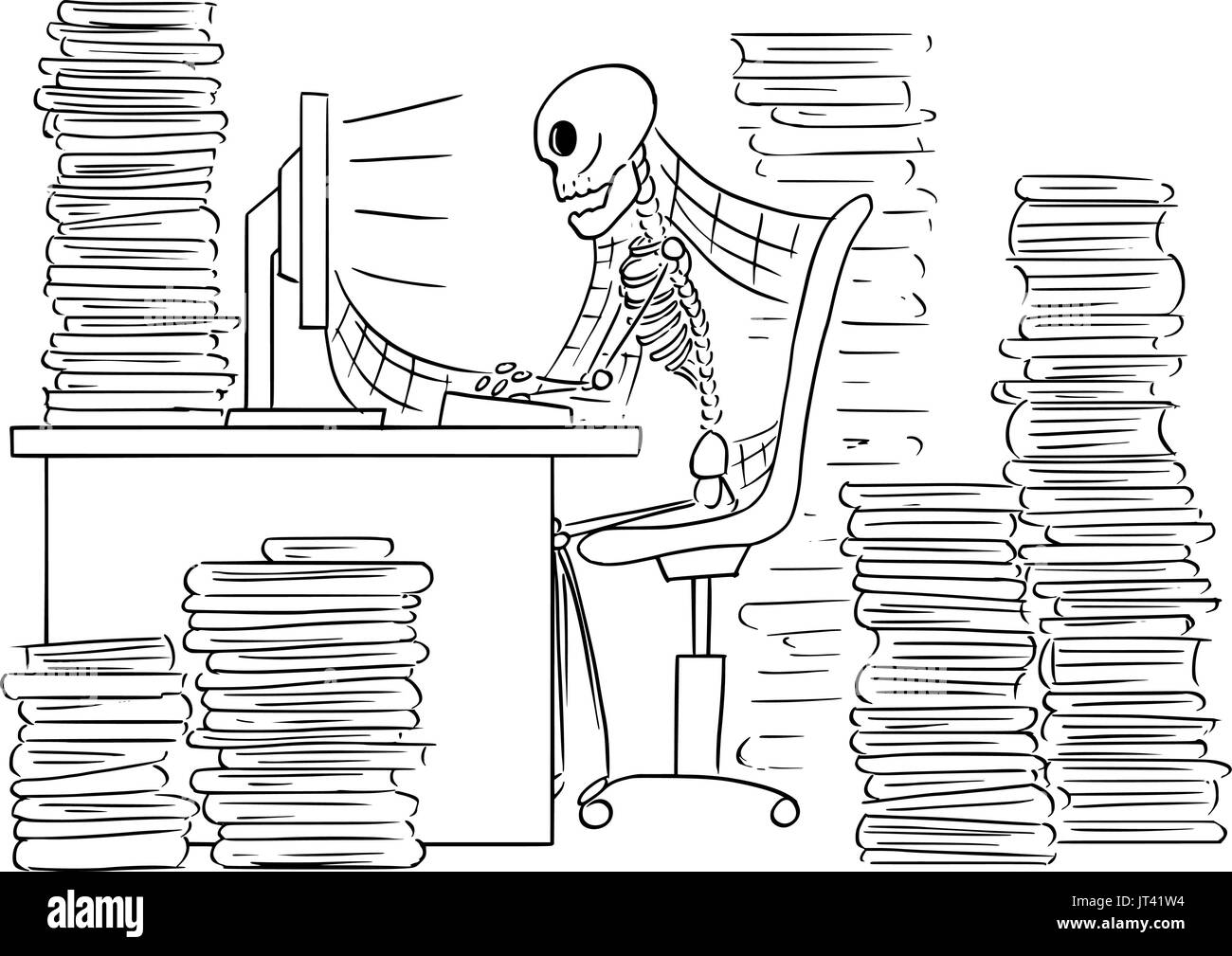 Cartoon vector illustration of forgotten human skeleton of dead ...