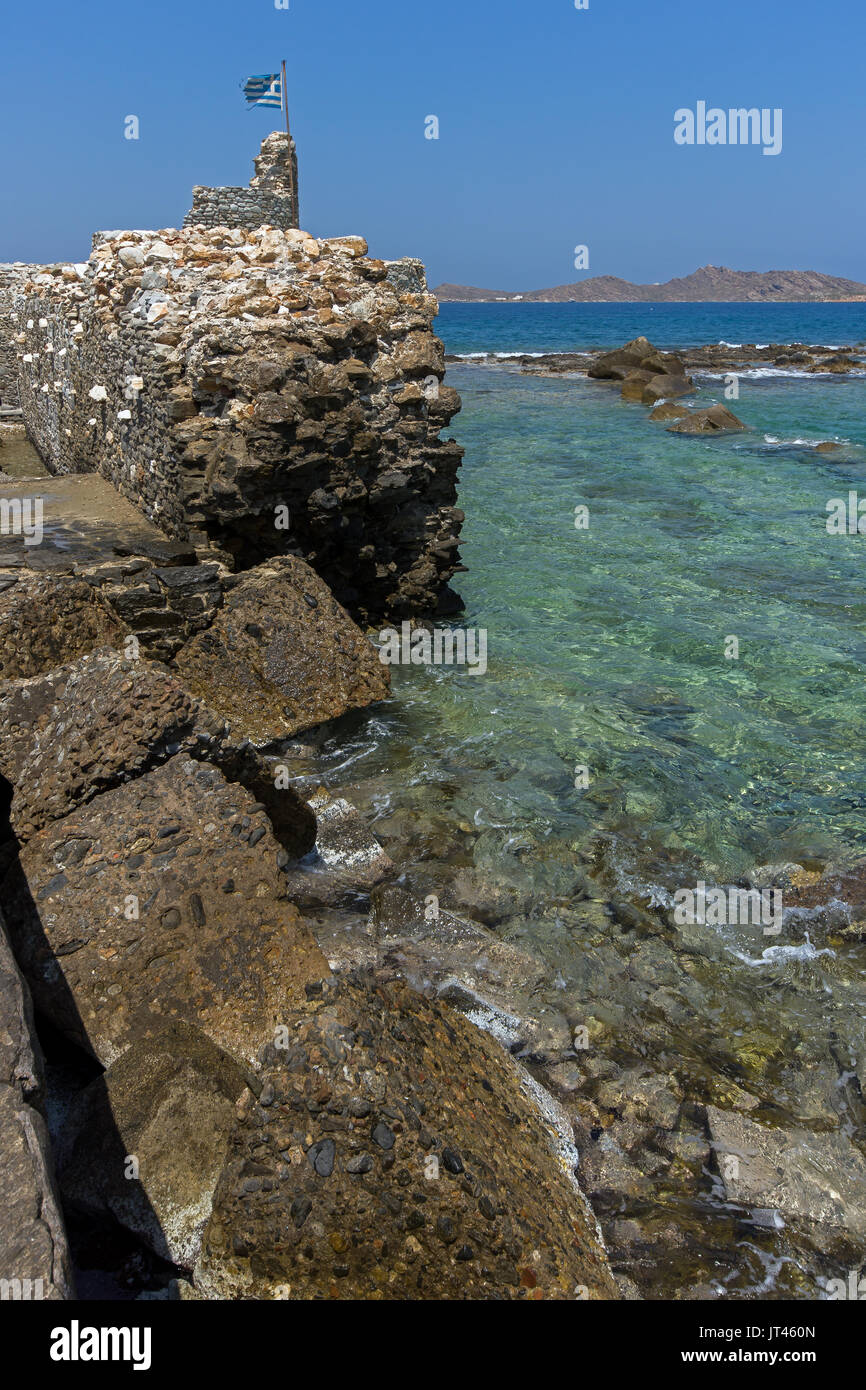 Venetian fortress in Naoussa town, Paros island, Cyclades Stock Photo ...