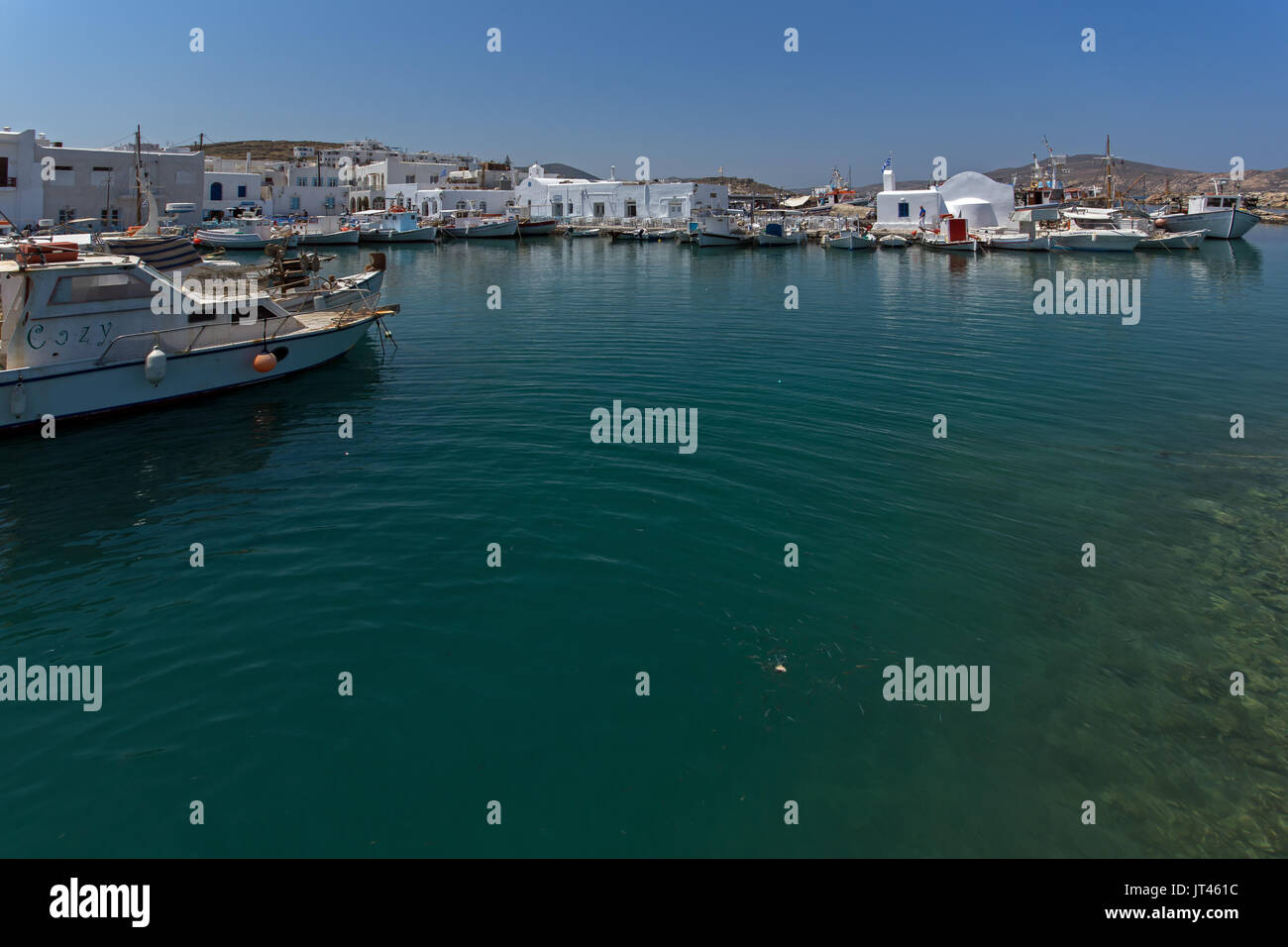 Port of Naoussa town, Paros island, Cyclades Stock Photo - Alamy