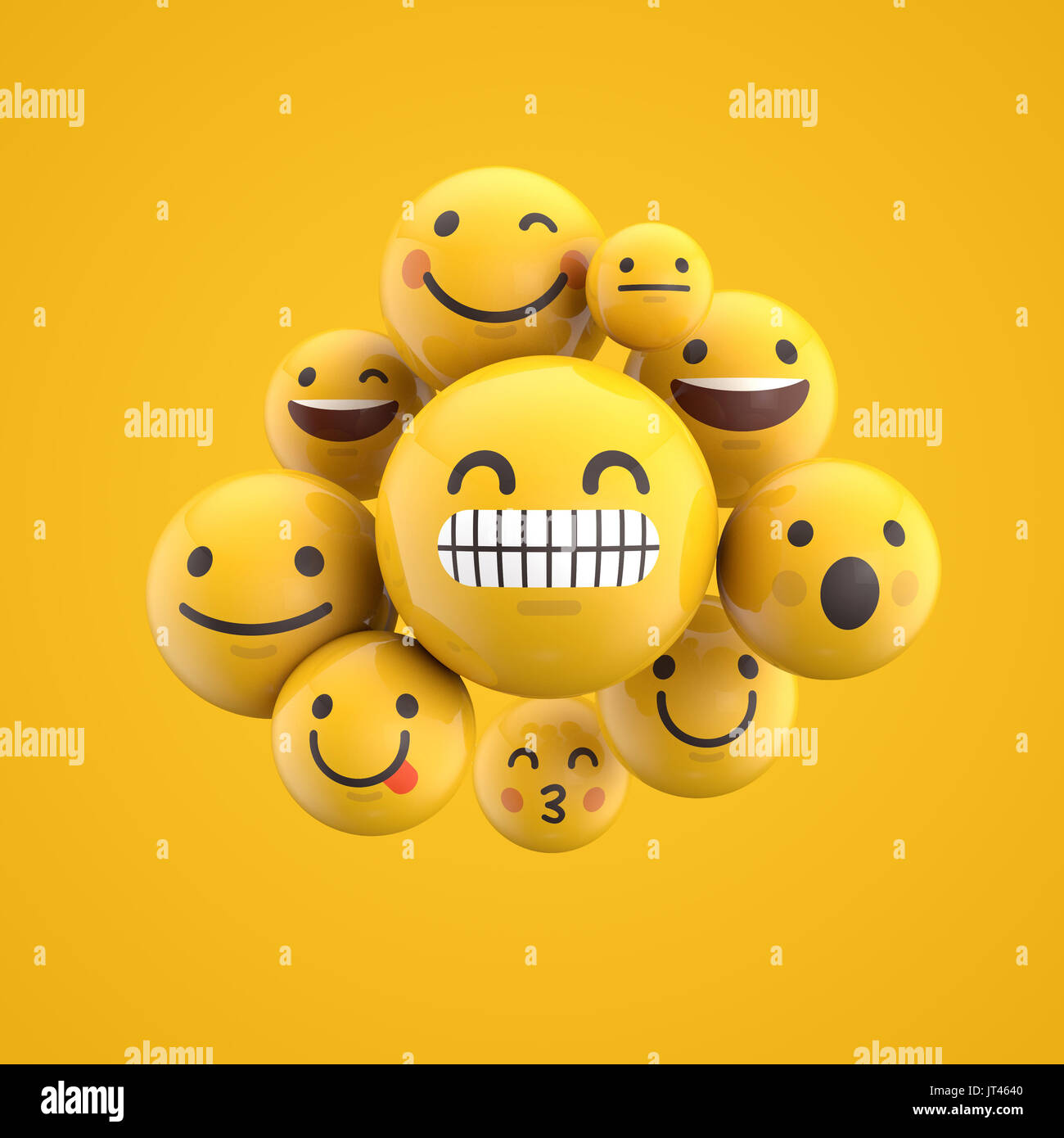 Emoji emoticon character background collection. 3D Rendering Stock ...