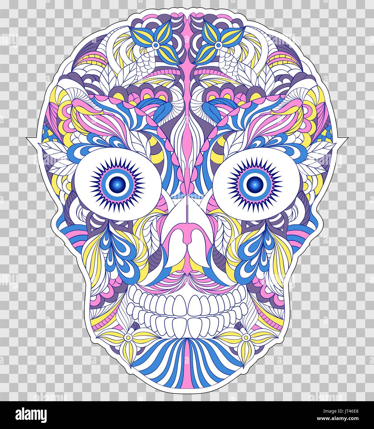 Abstract skull on transparent background.Sticker for laptop sleeves ...