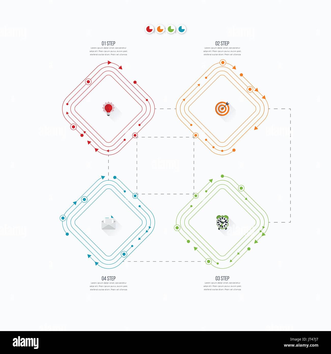 Business infographics template 4 steps with square Stock Vector Image ...