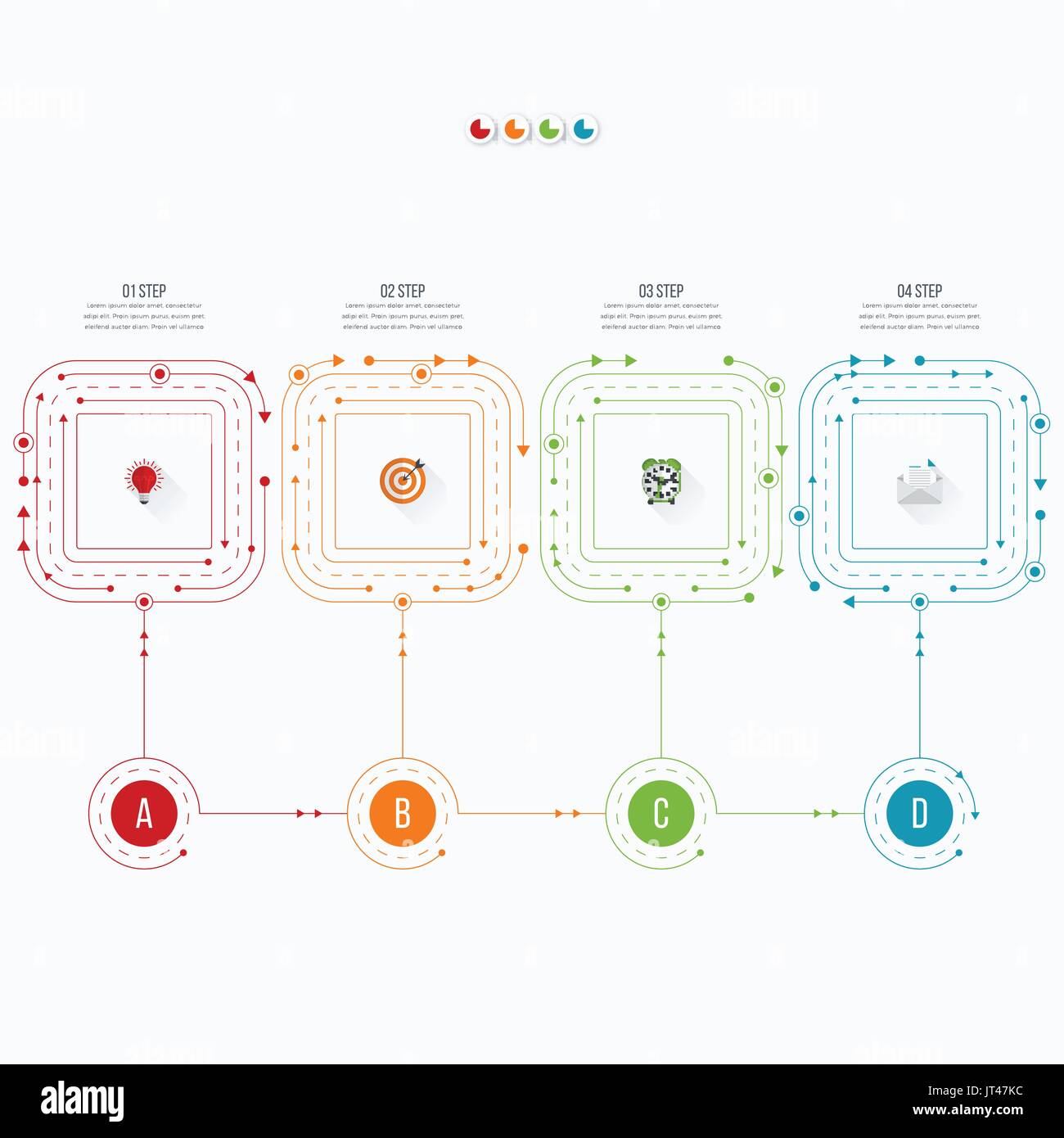 Business infographics template 4 steps with square Stock Vector Image ...