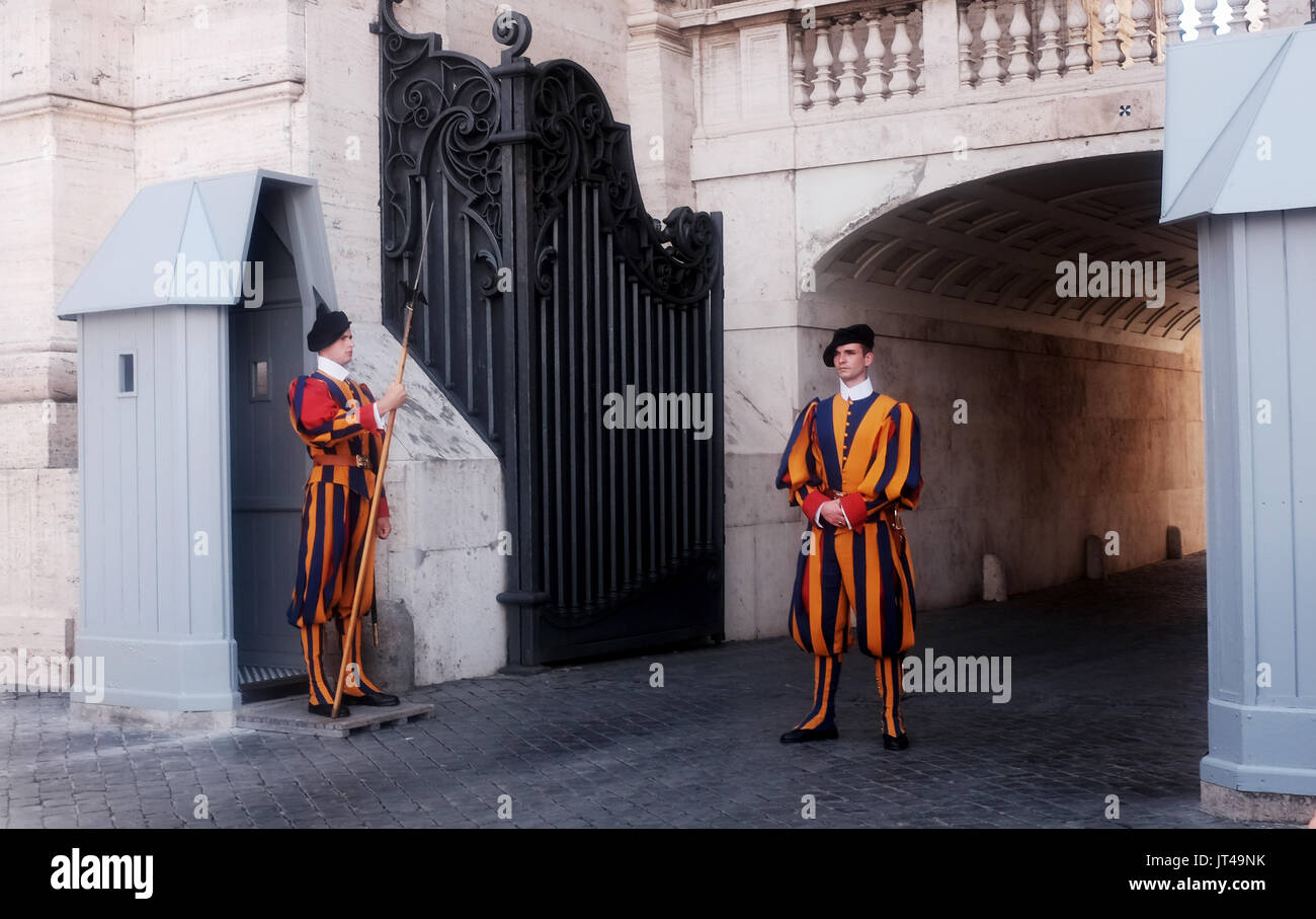 Rome Italy July 2017 - The famous Swiss Guards at St Peter's Basilica ...